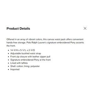 Polo Ralph Lauren | Bags | New Polo Ralph Lauren Fanny Pack Canvas ...